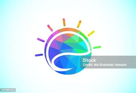 추상 다각형 태양 로고 디자인 태양 햇살 아이콘 기하학적 삼각형 모양 0명에 대한 스톡 벡터 아트 및 기타 이미지 0명 개념 개념과 주제 Istock