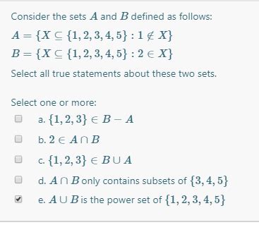 Solved Consider The Sets A And B Defined As Follows A X Chegg