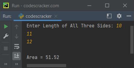Python Program To Find Area Of Triangle
