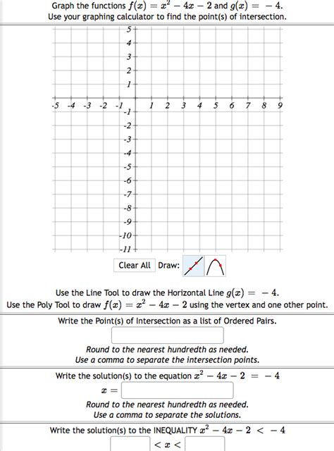 solved graph the functions f x x2−4x−2 and g x −4 use