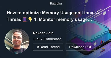 How To Optimize Memory Usage On Linux A Thread 🧵👇 Thread From Rakesh