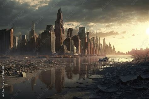 Apocalyptic View Of Destroyed New York Post Apocalypse After World War Apocalyptic View Of Destroyed New York Post Apocalypse After World War