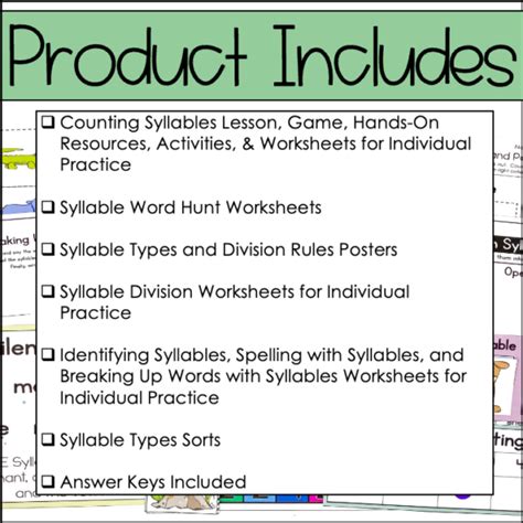 Counting Segmenting And Dividing Syllables Worksheets Syllable Division
