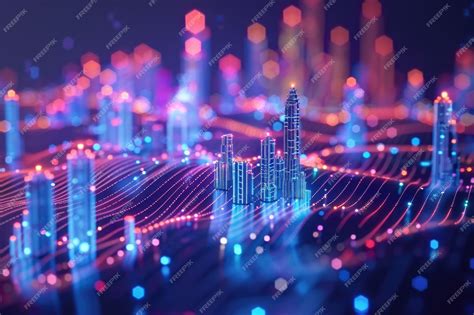 Premium Photo Smart City Design With Abstract Wave And Data Connection