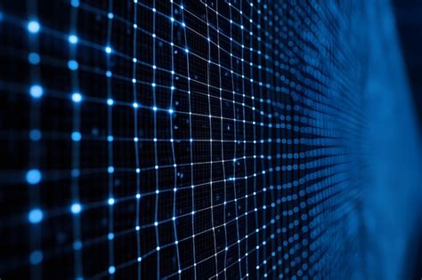 Blue Digital Grid Pattern Modern Cool Abstract Art Premium AI Generated Image