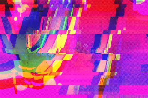 Abstract Digital Motion Glitch Art Distorted Background With Pixelated Texture Stock Image
