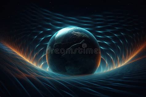 Gravity Planet Earth Gravitational Waves Concept Physical And Technology Background Stock