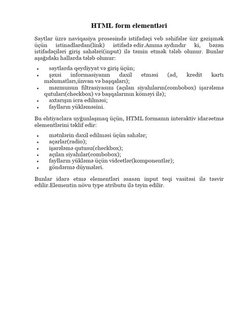 Html Form Elementləri Pdf