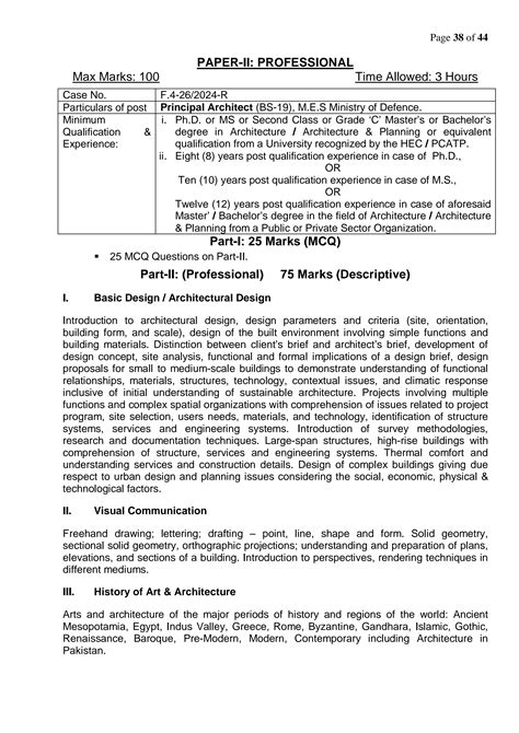 FPSC Announced Syllabus For The Consolidated Advertisement No