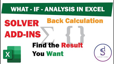 19 What If Analysis Solver Add Ins Youtube