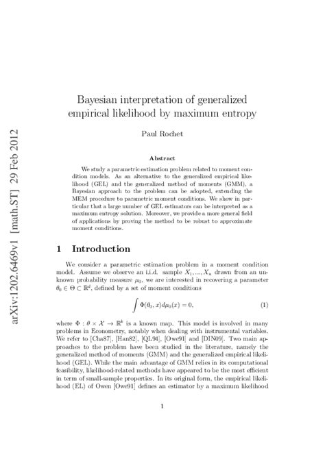 Pdf Bayesian Interpretation Of Generalized Empirical Likelihood By