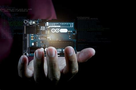 Premium Photo Arduino Control Broad Element On The Dark Background