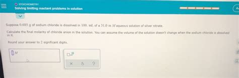 Solved O Stoichometry Solving Limiting Reactant Problems In