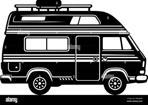 Classic Camper Van Silhouette Isolated Flat Vector Illustration Stock Vector Image And Art Alamy