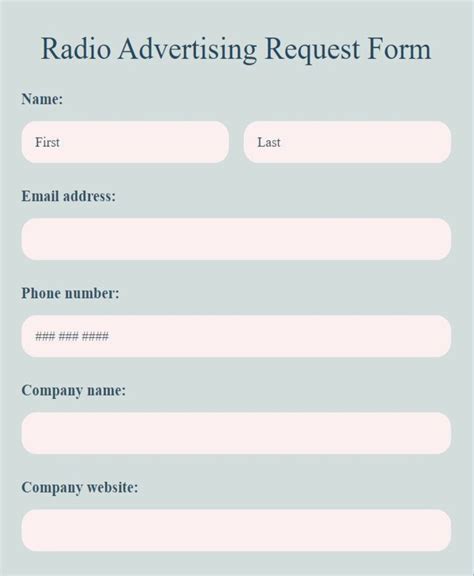 Free Radio Advertising Request Form Template 123FormBuilder