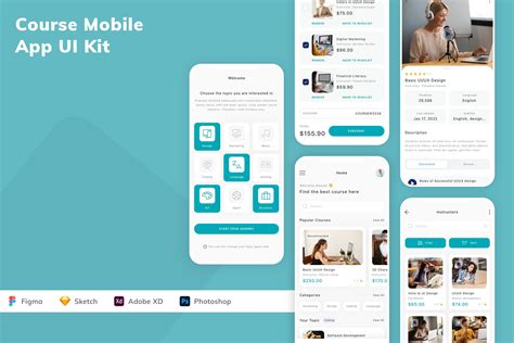 Course Mobile App Ui Kit Graphic By Betush · Creative Fabrica