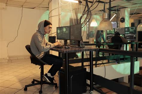 Asian Man Committing Computer Fraud On Network Stock Image Image Of Security Information