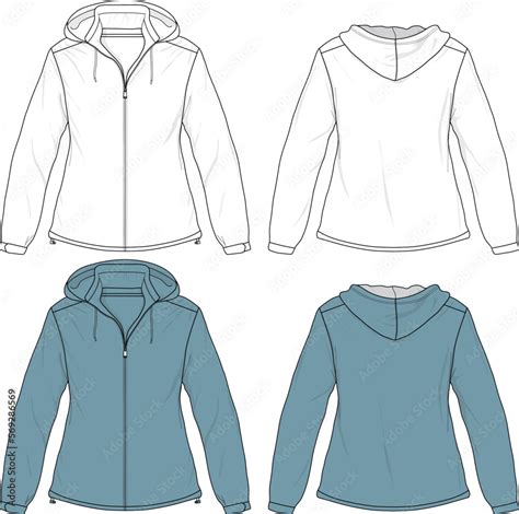 Insulated Jacket Windbreaker Light Weight Hiking Jacket Flat Sketch