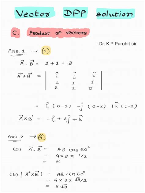Vector Dpp Level 1 Section C Solution Dr K P Purohit Sir Pdf