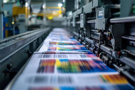 Dynamic Printing Press Capturing The Vibrant Process Of Newspaper Production In Action Stock
