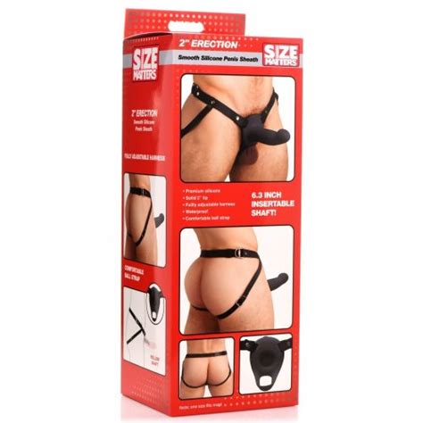Size Matters 2 Smooth Hollow Silicone Penis Sheath Black Sex Toys