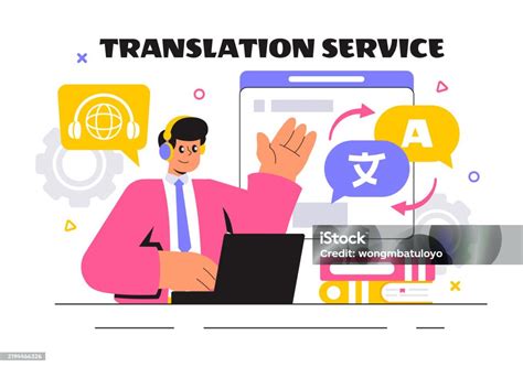 Translator Service Vector Illustration Featuring Multilanguage Translation For Various Countries