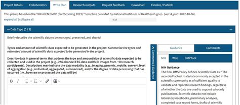 New Nih Template In Dmptool Research Data Services