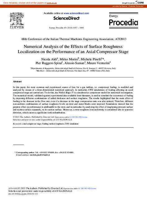 Pdf Numerical Analysis Of The Effects Of Surface Roughness Localization On The Performance Of