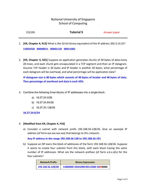 Tutorial Ans Page Of National University Of Singapore Babe Of Computing CS