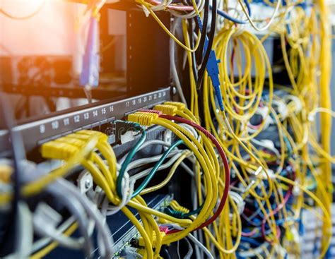 Server Room With Computers For Internet Network Cables Connected To Switches Stock Image