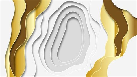 흰색과 금색 종이 컷 스타일 배경 프리미엄 벡터