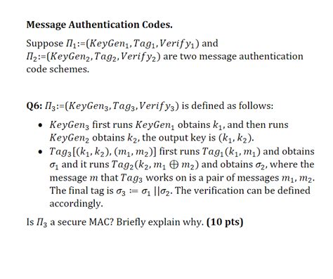 Solved Message Authentication Codes Suppose Keygen 1 ﻿tag