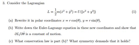 Solved Consider The LaGrange L M X Y U X Chegg