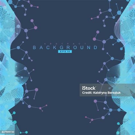 분자 구조 및 통신 Dna 원자 신경 디자인에 대 한 과학적인 개념입니다 점으로 연결 된 라인입니다 의료 기술 화학 과학