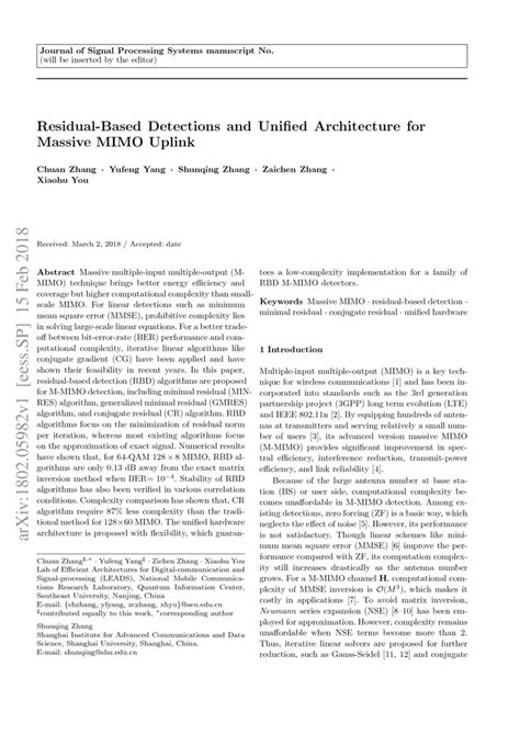 Residual Based Detections And Unified Architecture For Massive Mimo