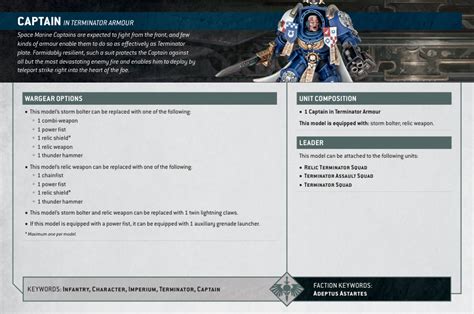 Warhammer 40k Captain In Terminator Armour