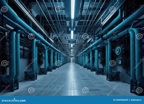 Data Center Cooling System With Pipes And Vents Stock Illustration Illustration Of Generated