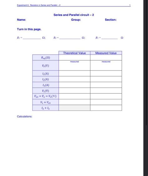 EXPERIMENT 6 RESISTORS IN SERIES AND PARALLEL 2 Chegg Com
