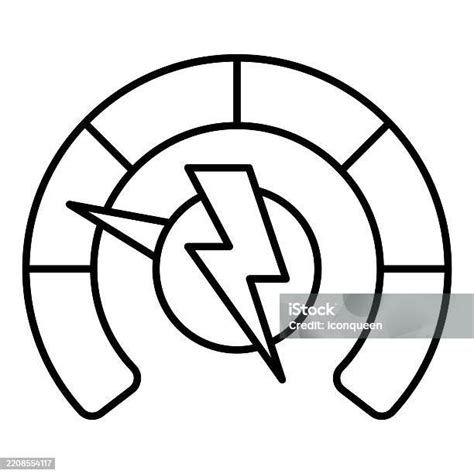 전원 충전 얇은 선 아이콘 전기 개념 벡터 그래픽입니다 번개 속도계 표시 흰색 배경 스타일 모바일 또는 디자인 0명에 대한 스톡 벡터 아트 및 기타 이미지 Istock