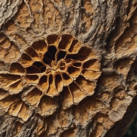 Premium Ai Image A Close Up Of A Fossil On A Tree Trunk Premium Ai Image A Close Up Of A Fossil On A Tree Trunk