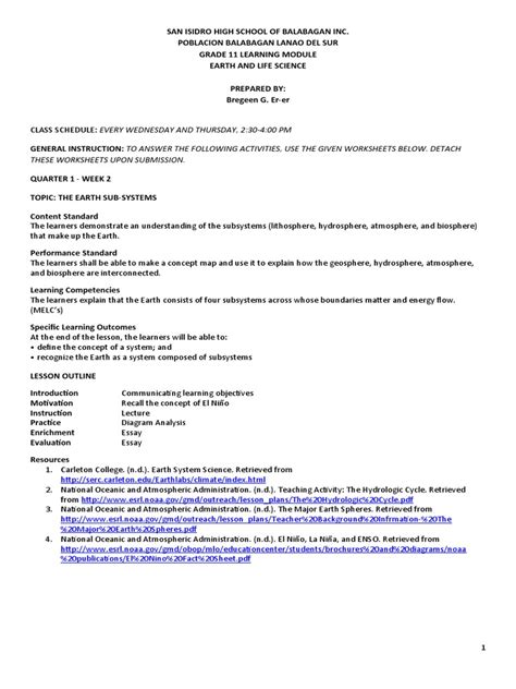 G11 Module Week 2 Earth Science Pdf Earth Oceans