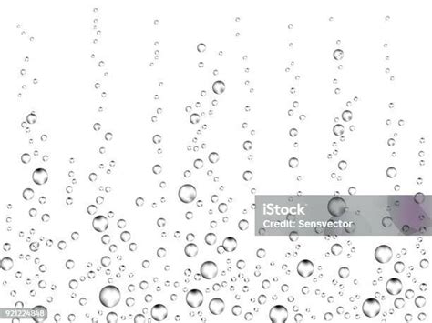 흰색 배경에 Fizzing 공기 방울 수 중 산소 물 또는 음료의 짜임새입니다 소 다 물 샴페인 스파클링 와인 레모네이드 수족관 바다 바다에서의 탄산 거품 현실적인 3d