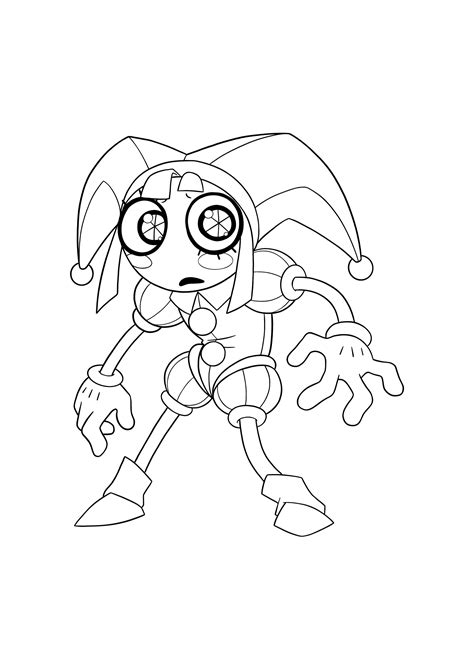 Nervous Pomni Coloring Page