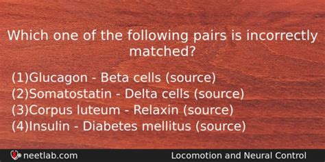Which One Of The Following Pairs Is Incorrectly Matched Glucagon