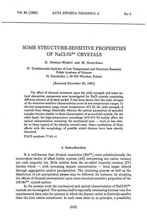 Pdf Some Structure Sensitive Properties Of Naclni 2 Crystals