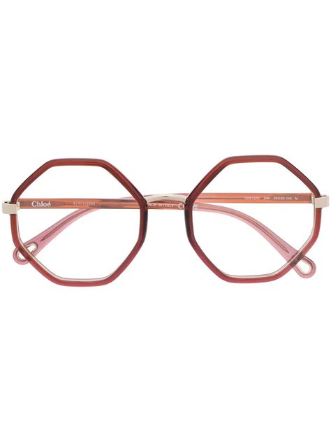 Chloé Geometric Frame Glasses In Brown Modesens