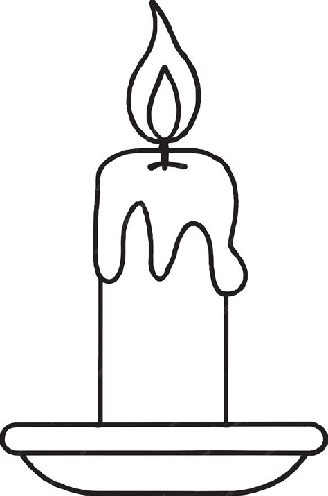 A Black And White Drawing Of A Candle With A Green Leaf On It
