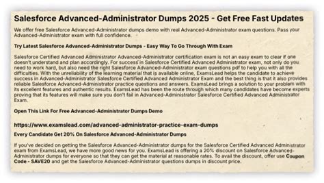 Salesforce Advanced Administrator Dumps 2025 Get Free Fast Updates