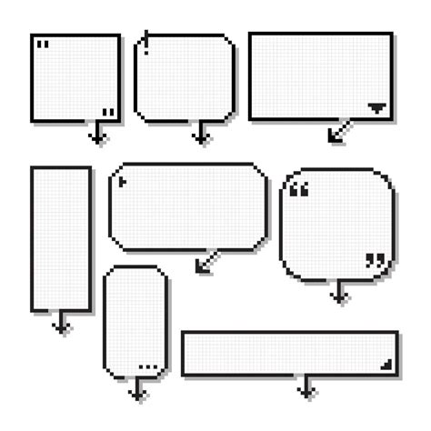 Collection Set Of Retro Game 8 Bit Line Pixel Speech Bubble Balloon