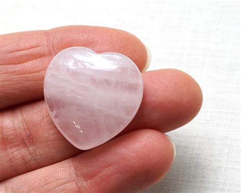 On Vacation Rose Quartz Heart Pink Crystal Heart Chakra Rock 25mm
